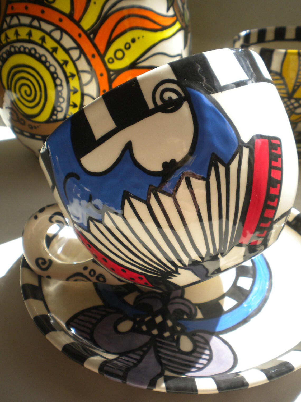 Blue Moon Cup Gumbo Bowl With Purple Fleur De Lis - Etsy