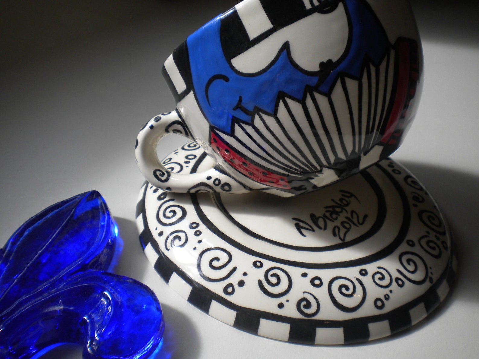 Blue Moon Cup Gumbo Bowl With Purple Fleur De Lis - Etsy