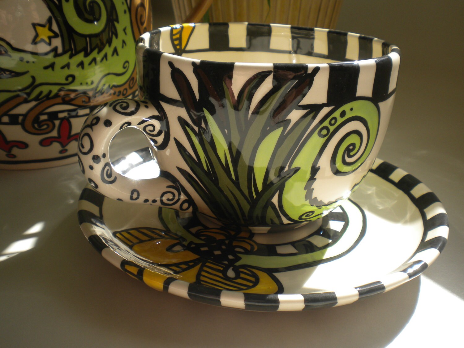Alligator Cup Gumbo Bowl With Yellow Fleur De Lis - Etsy