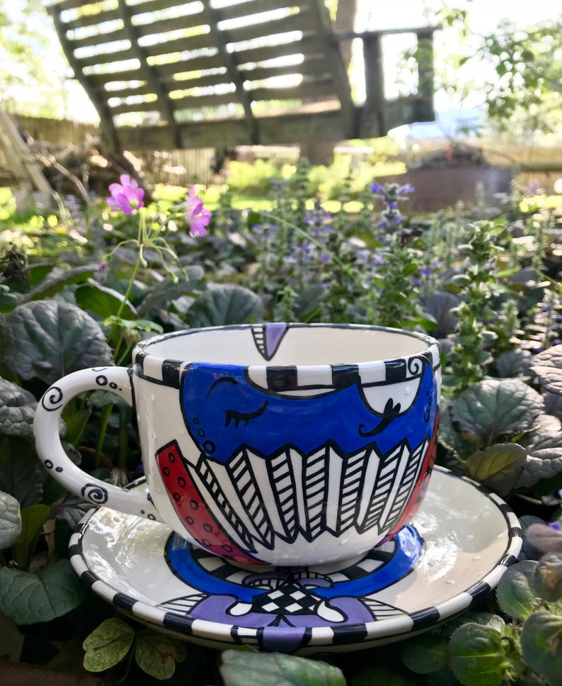 Blue Moon Cup Gumbo Bowl With Purple Fleur De Lis - Etsy