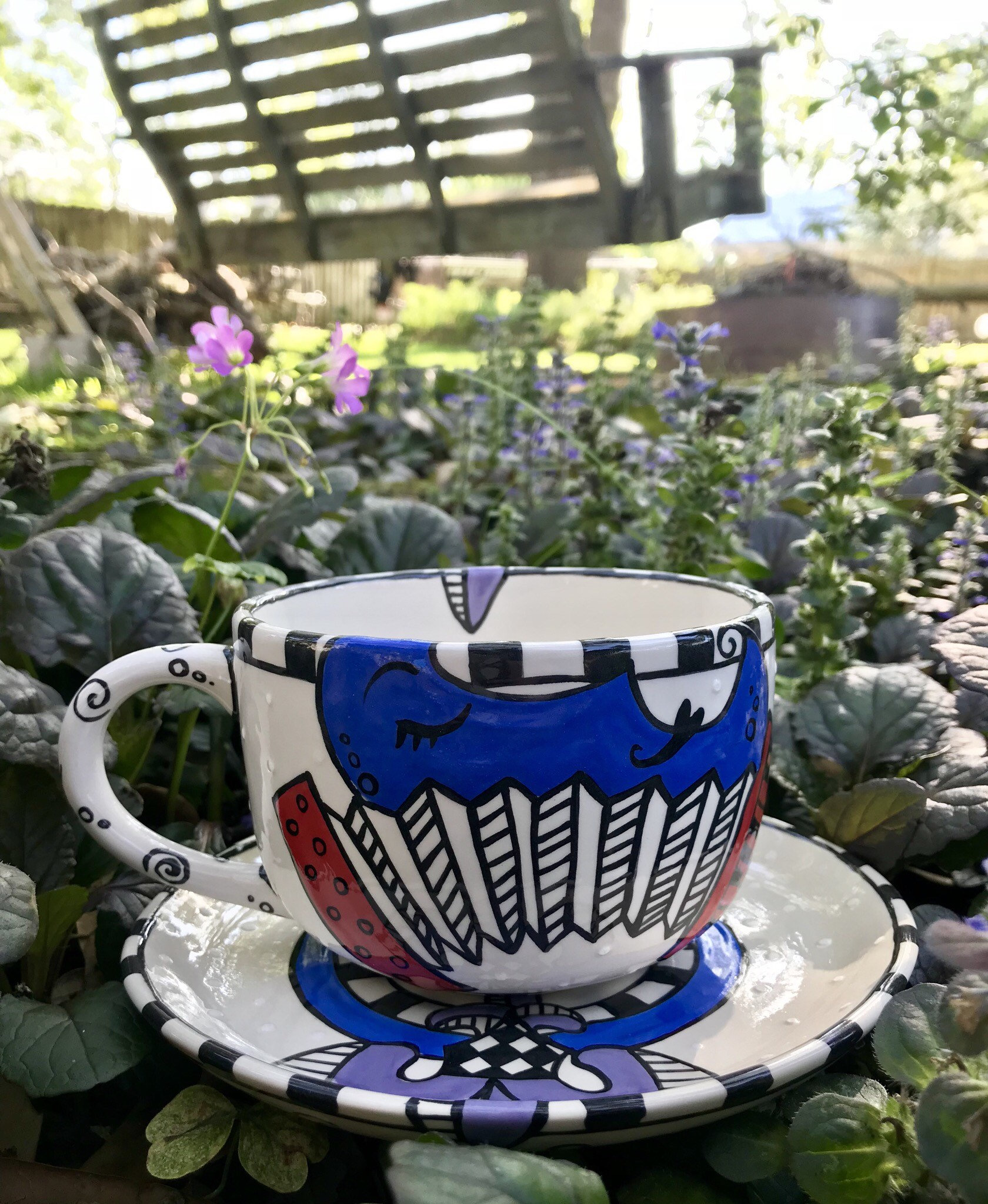 Blue Moon Cup Gumbo Bowl With Purple Fleur De Lis | Etsy