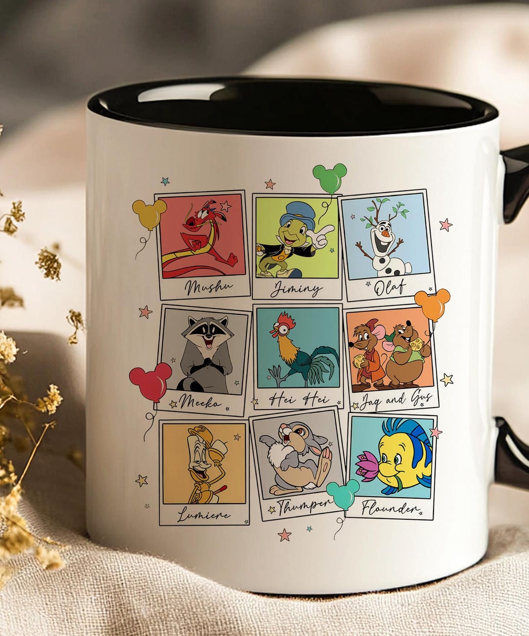 Disney Sidekicks Mug - Cute Mushu Olaf Flounder Jiminy Ceramic Cup for ...