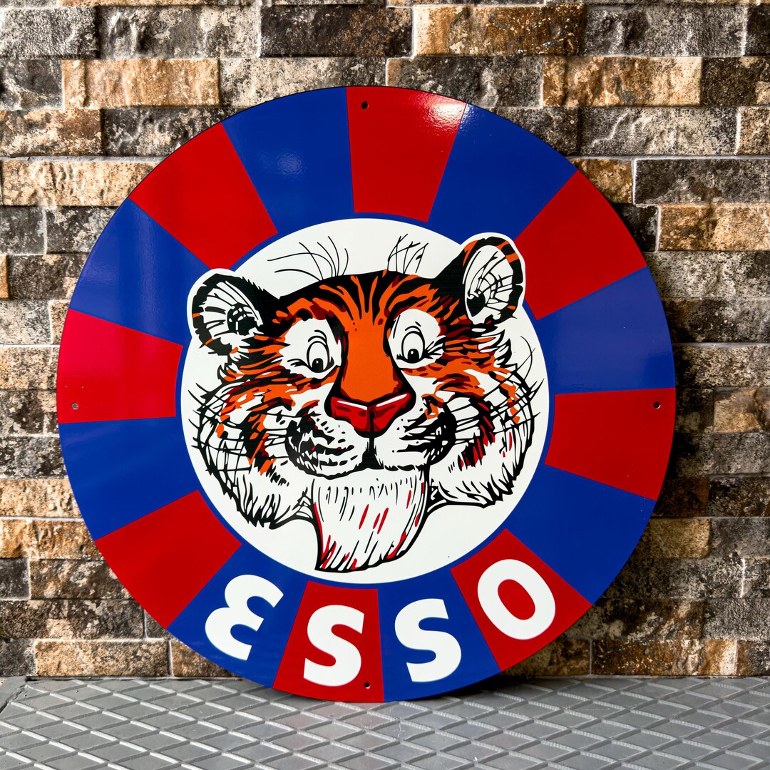 Vintage Esso Tiger Sign - Retro XL Esso Motor Oil Sign - 19.7" (50cm ...