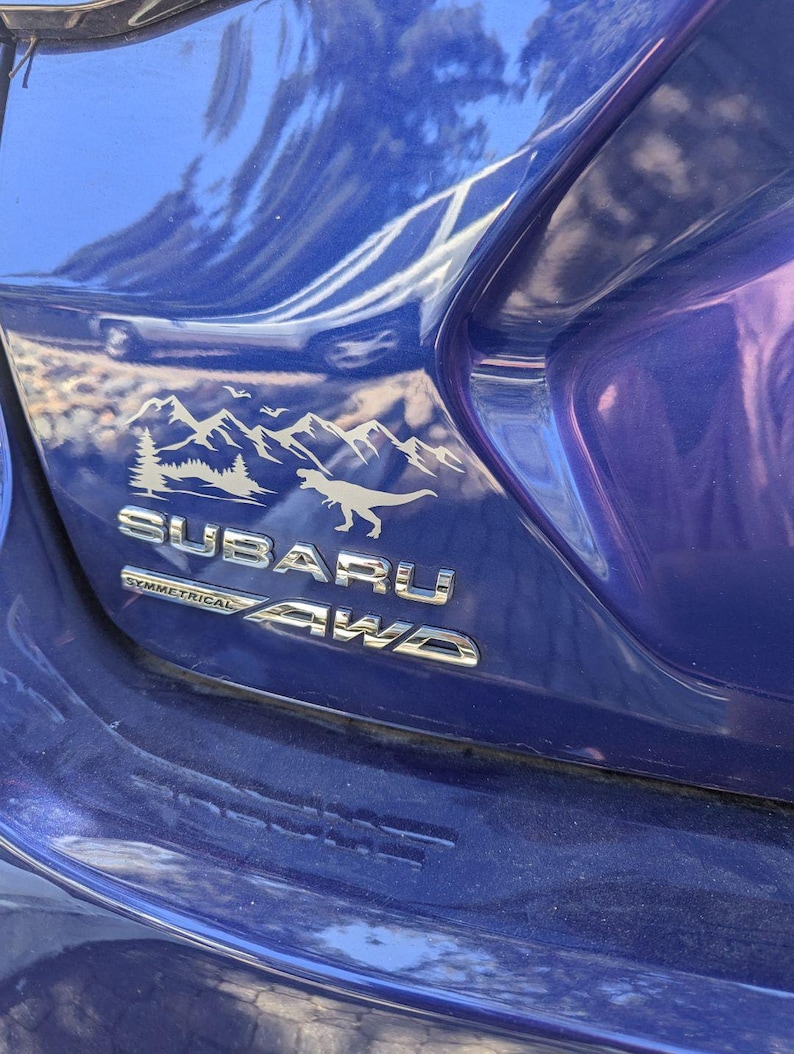Jurassic Overland Car Sticker – Mountain Scene Dino Decal for Subaru ...