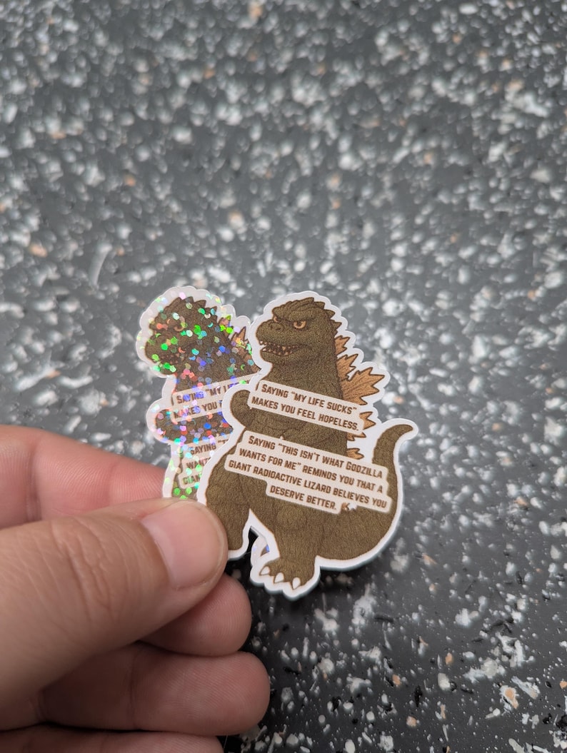 Godzilla Affirmation Sticker: Funny Mental Health Vinyl Decal - Etsy