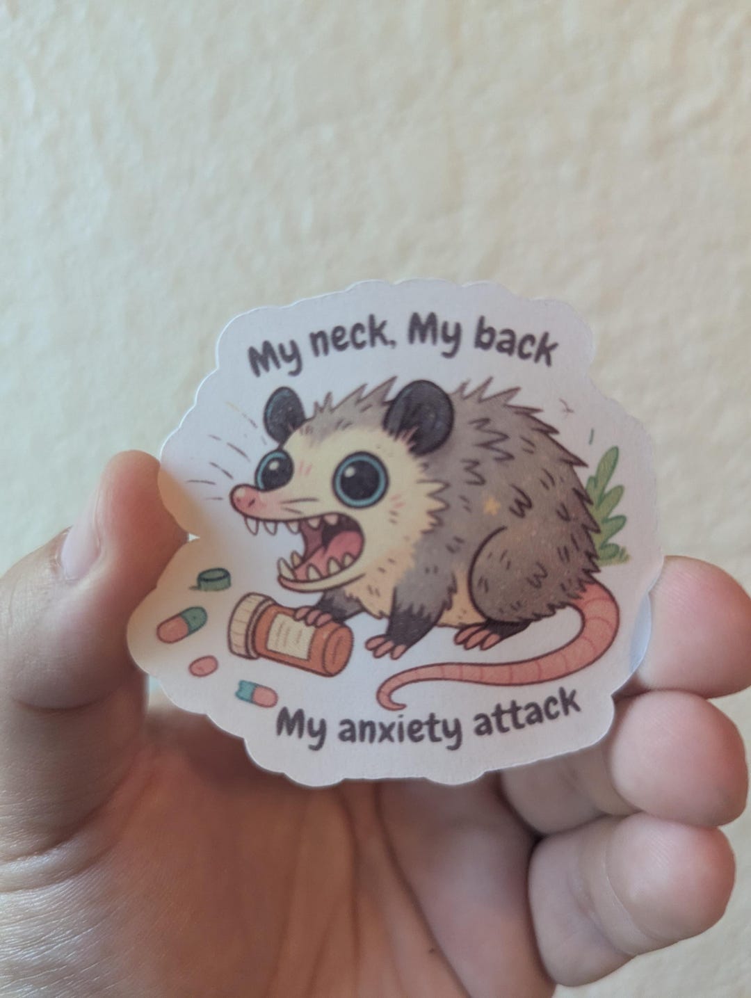 Screaming Possum Anxiety Sticker - Neurodivergent Mental Health - Etsy