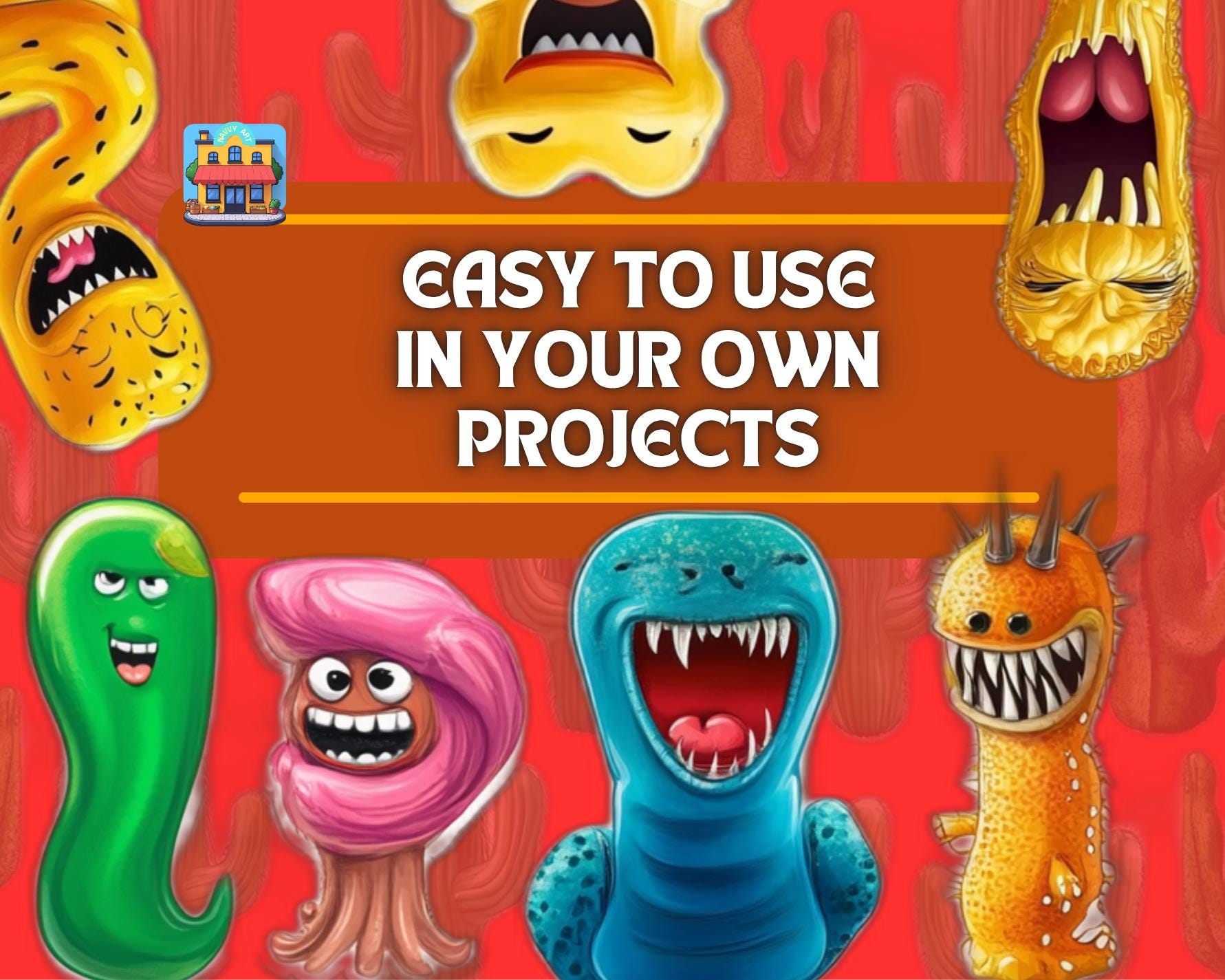 Kawaii Clipart Cute Clipart Cartoon Monster Bundle 1000 Clipart Drawing ...
