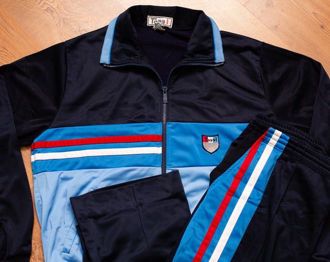 Todd 1 Jacket & Pants Tracksuit, Sheeny Blue Colorblock W/stripes ...
