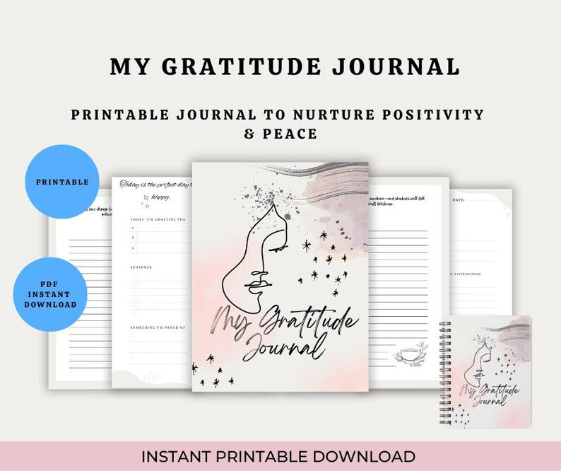 Gratitude Journal Printable PDF | Daily Affirmation Mindfulness Prompts ...