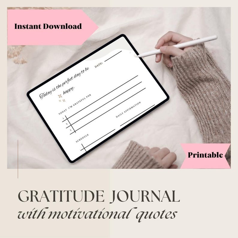 Gratitude Journal Printable PDF | Daily Affirmation Mindfulness Prompts ...