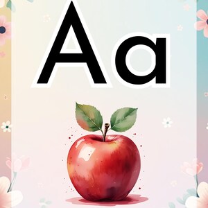Pastel Alphabet Wall Art – A to Z Printable Flashcards for Kids Room or ...