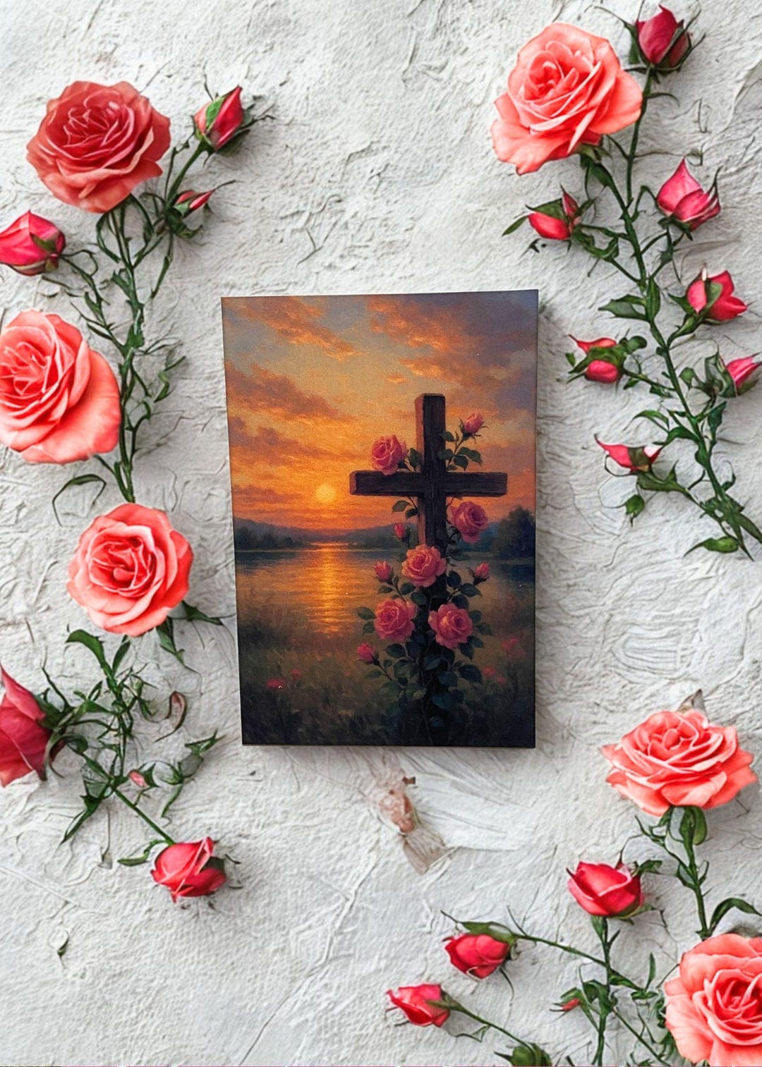 Sunset Cross With Roses – Inspirational Faith Magnet (2x3 Inches) - Etsy