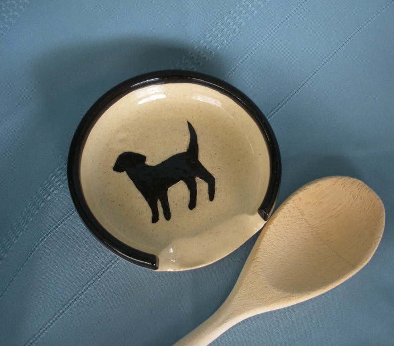 Spoon Rest With Black Dog - Etsy