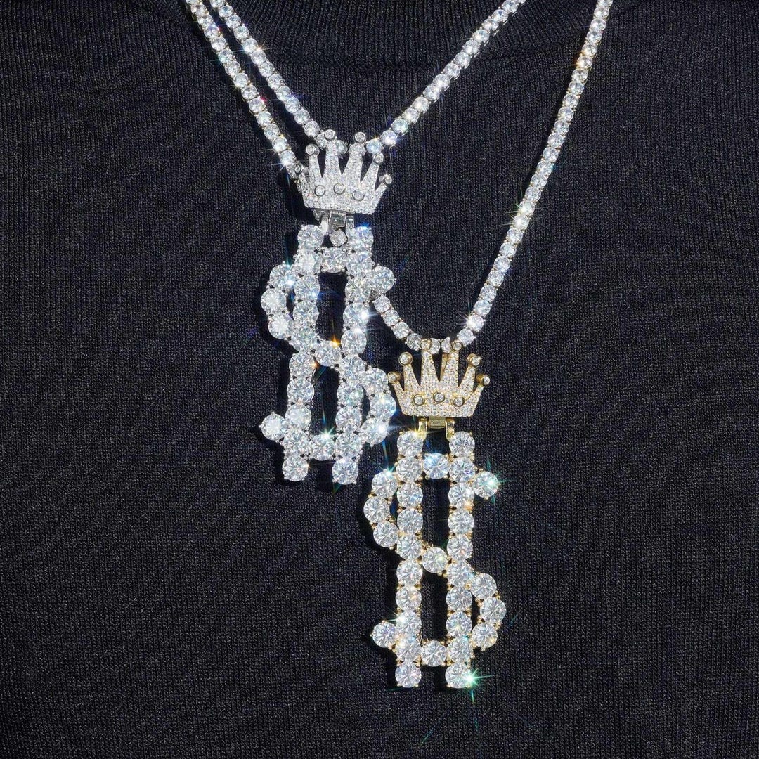 Iced Out Dollar Sign Pendant 925 Sterling Silver | VVS Moissanite ...