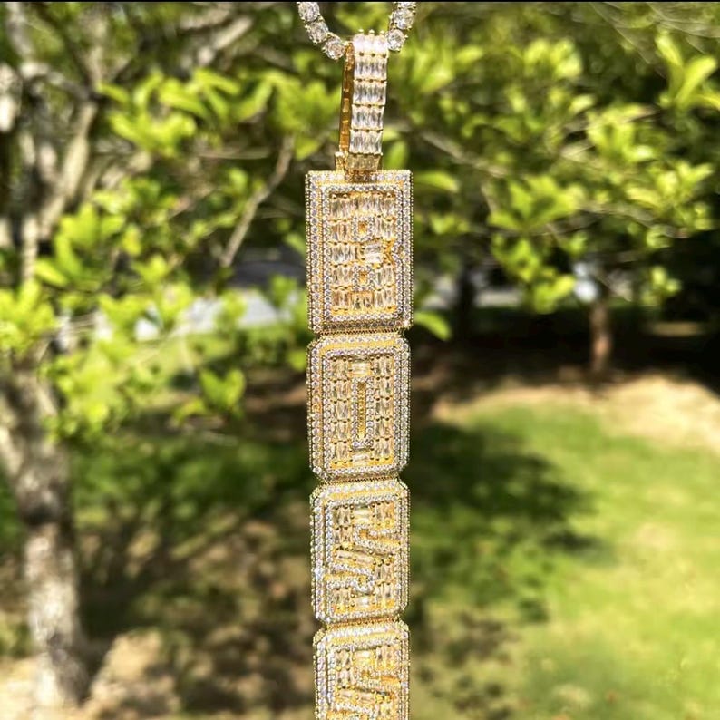Custom Bubble Letter Name Necklace Iced Out Pendant for Men ...