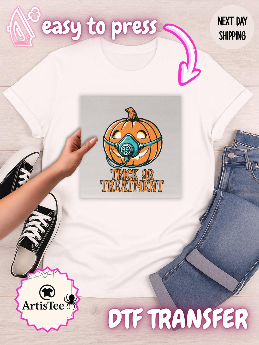 Halloween Pumpkin Gas Mask DTF: Trick or Treatment Heat Transfer - Etsy