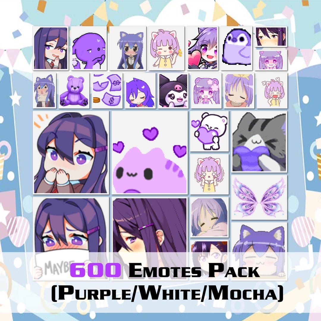 600 EMOTES PACK | Contains Animals, Comics, Cute, Emo, Gifs | Purple ...