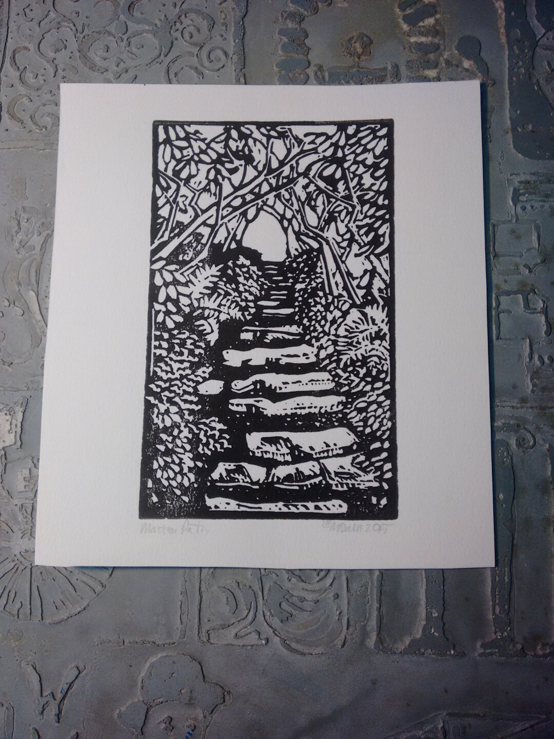 Mountain Path Block Print - Etsy