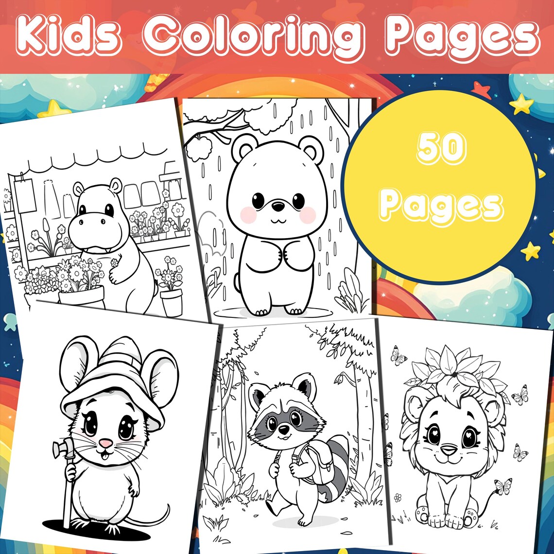 Printable Kids Coloring Pages, Printable Coloring Sheet, Printable ...
