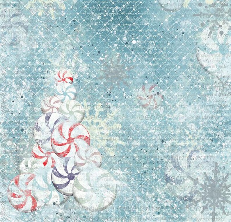 Peppermint Jingle Peppermint Blue Art Journaling Rice Paper, Grunge ...