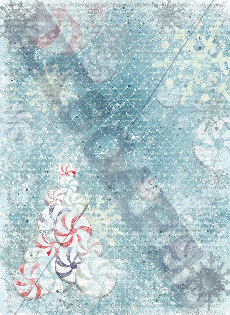 Peppermint Jingle Peppermint Blue Art Journaling Rice Paper, Grunge ...