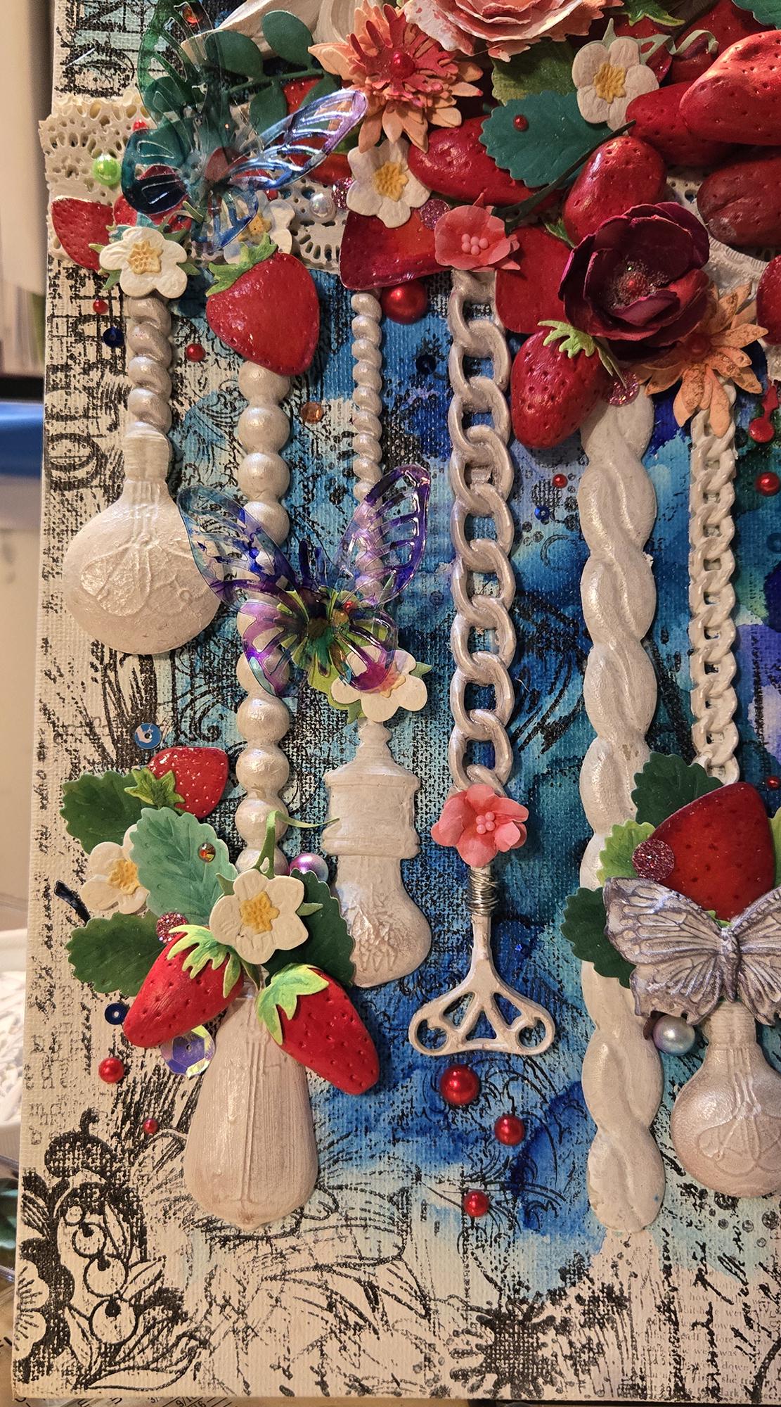 Strawberry Bramble Mixed Media Wall Art: Pendulous Light Handmade Decor ...