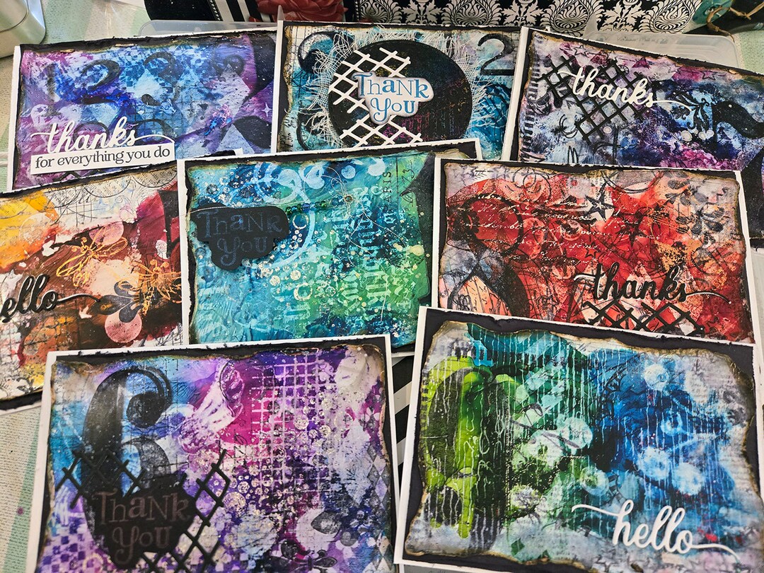 Alcohol Ink Simple Thank You Card Set of 8, Appreciation Cards ...