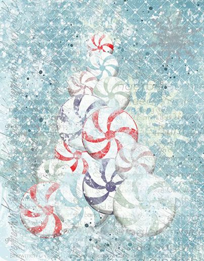 Peppermint Jingle Peppermint Blue Art Journaling Rice Paper, Grunge ...