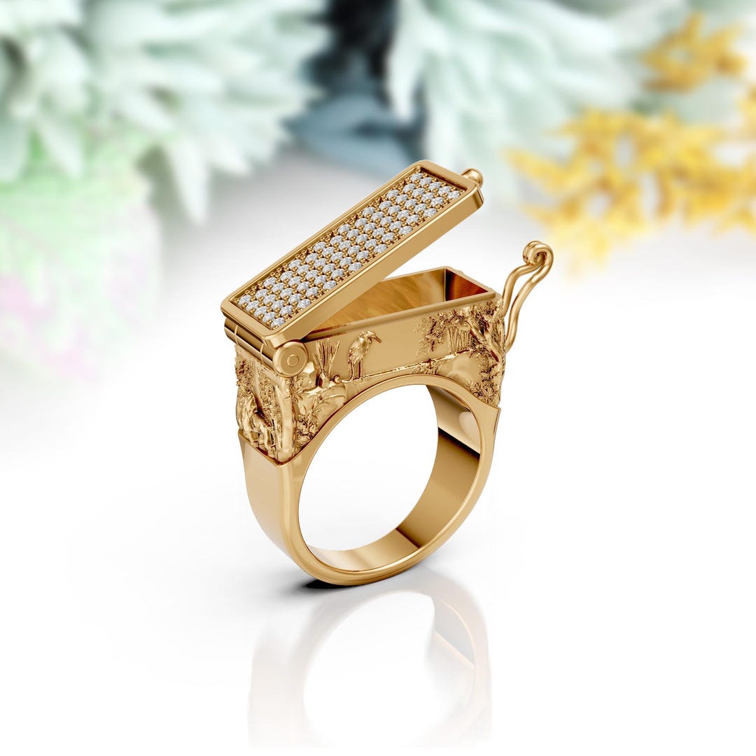 Vintage Art Deco Secret Compartment Ring, Openable Pill Box Ring - Etsy