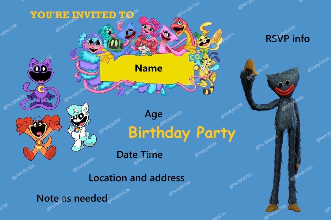 Poppy Play Time Huggy Wuggy Invitation - Etsy