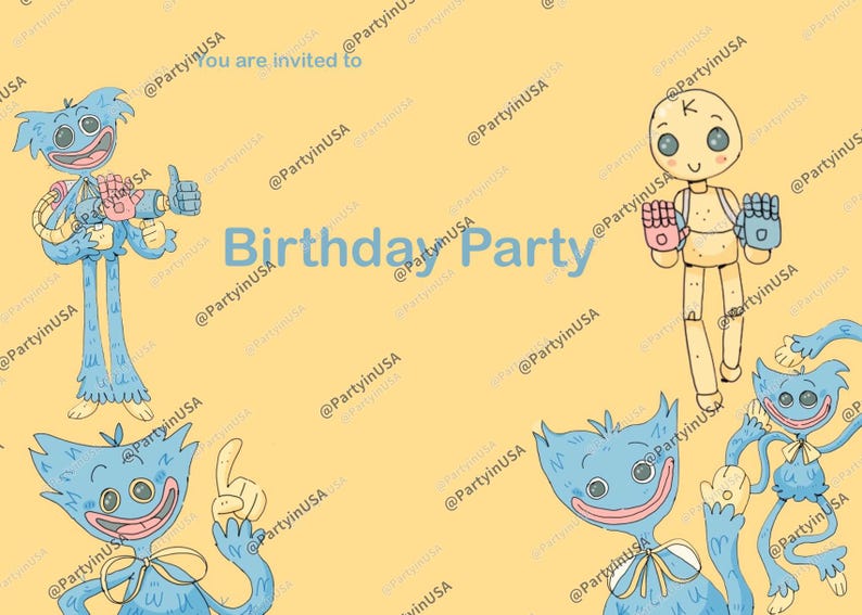 Editable Birthday Party Invitation | Blue Plush Character Theme ...