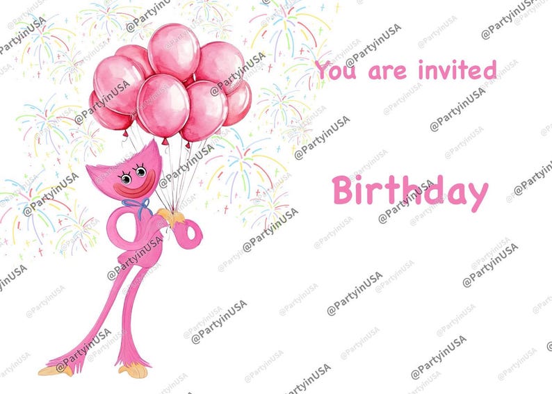Birthday Invitation Kissy Missy Theme Digital Template Download High ...