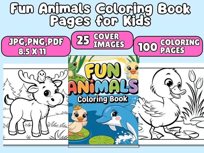 Printable Animal Coloring Book for Kids | 100 Fun Pages + 25 Covers ...