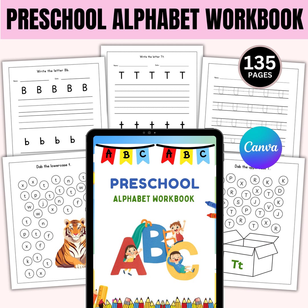 Preschool Alphabet Workbook: 100+ Printable Learning Pages (PDF ...