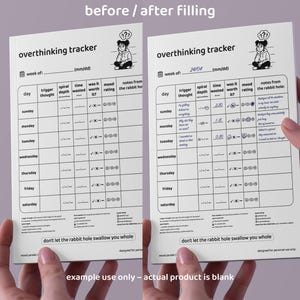 Overthinking Tracker Printable PDF – Mental Health Journal Page ...