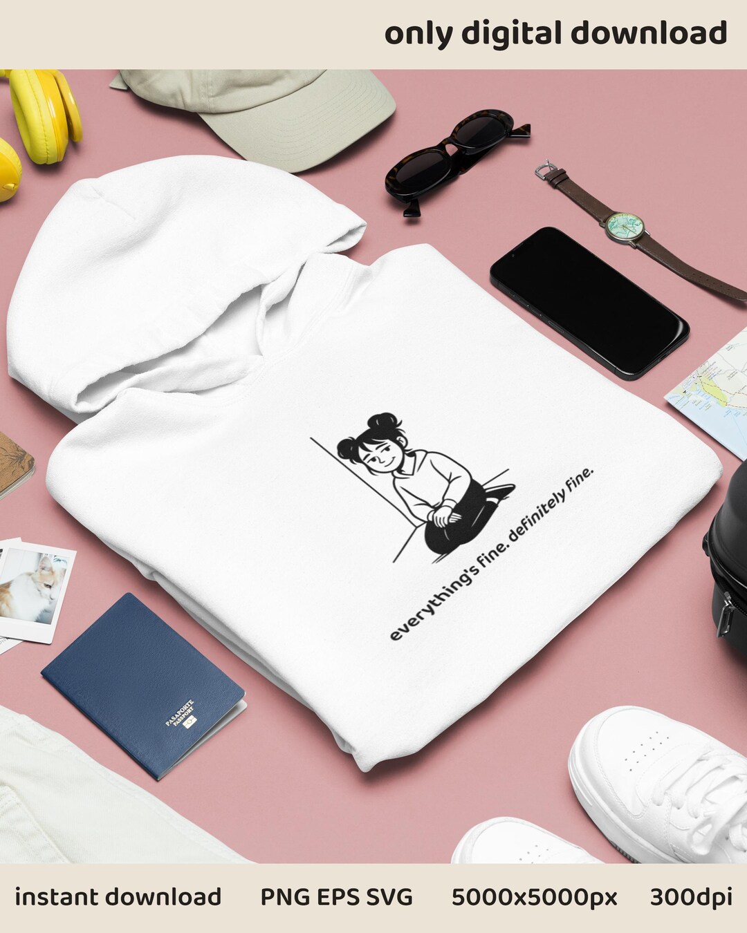 Burnout SVG PNG EPS – Everything’s Fine Clipart for Mugs & Mental ...