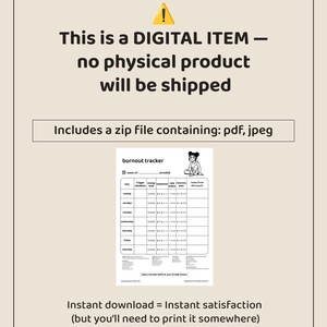 Burnout Tracker Printable PDF – Mental Exhaustion Log, Self-care Planner Page, Therapy Journal ...