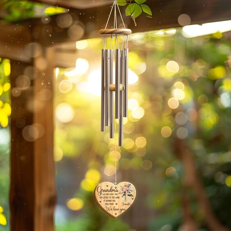 Personalized Family Wind Chimes – We Love You Grandma Gift – Custom ...