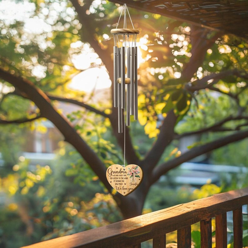 Personalized Family Wind Chimes – We Love You Grandma Gift – Custom ...