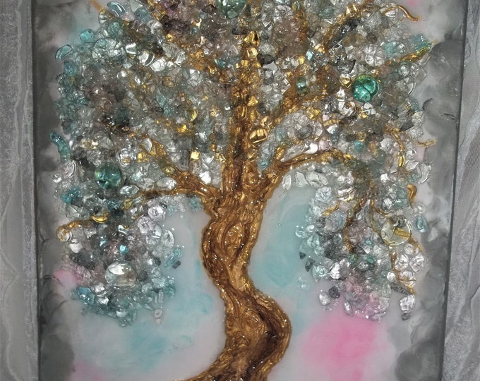 Gold Tree of Life....crushed Glass....resin - Etsy