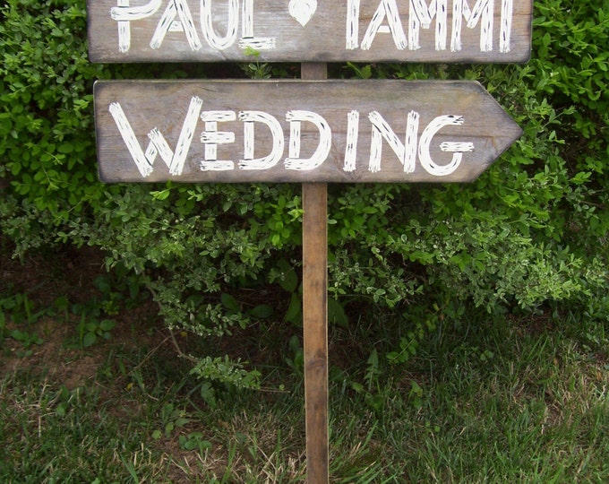 SET OF 2 RUSTIC BARN WOOD WEDDING SIGNS 1 DIRECTIONAL AND 1 ...