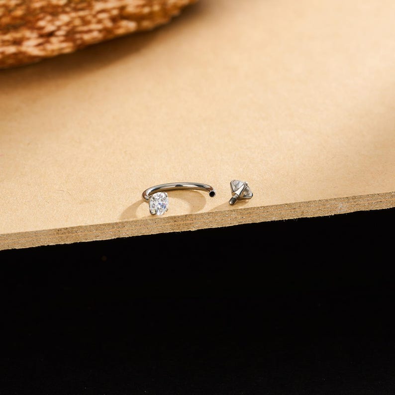 F136 Titanium Tiny Horseshoe Nose Ring, 18G/20G, Sparkling Gem Hoop ...