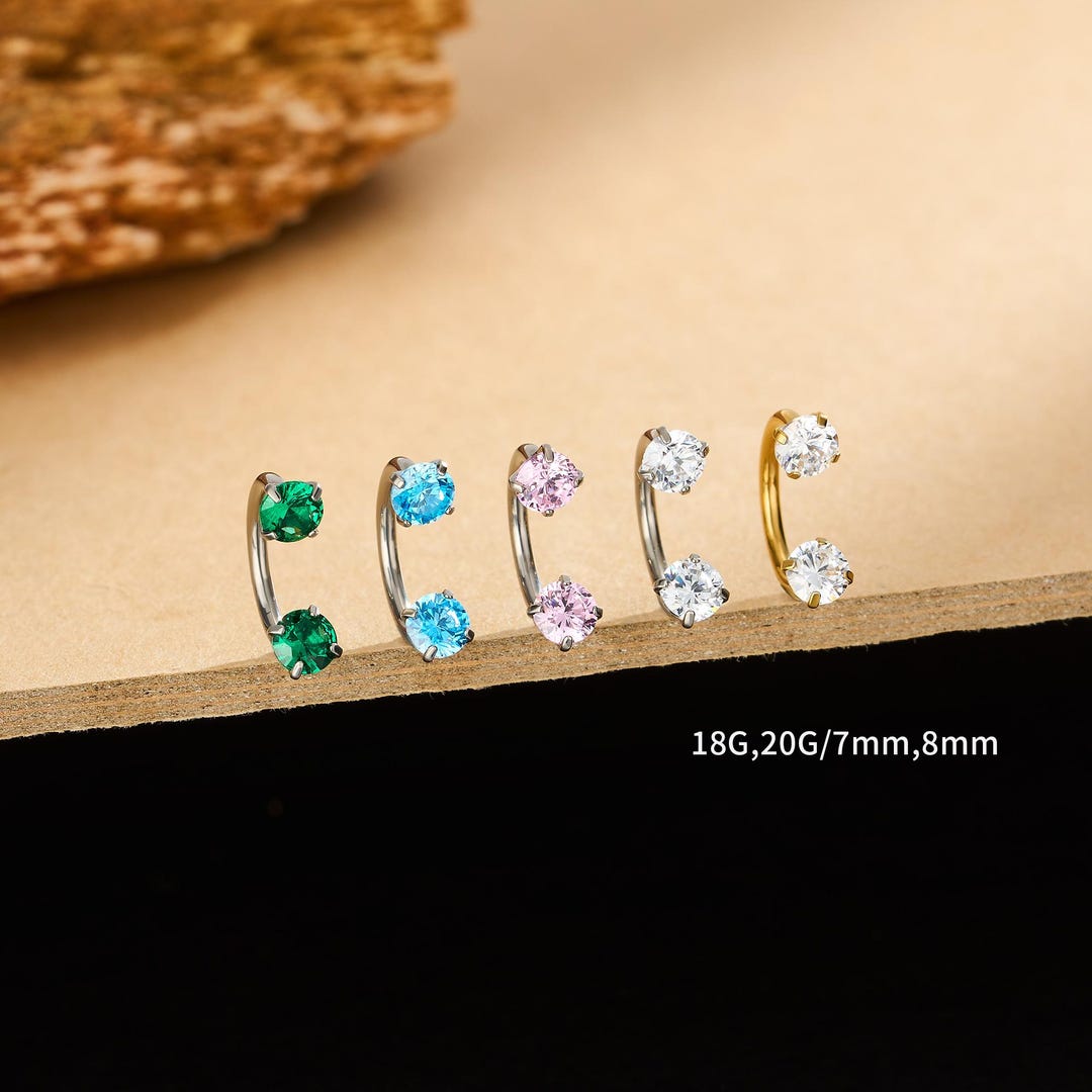F136 Titanium Tiny Horseshoe Nose Ring, 18G/20G, Sparkling Gem Hoop ...