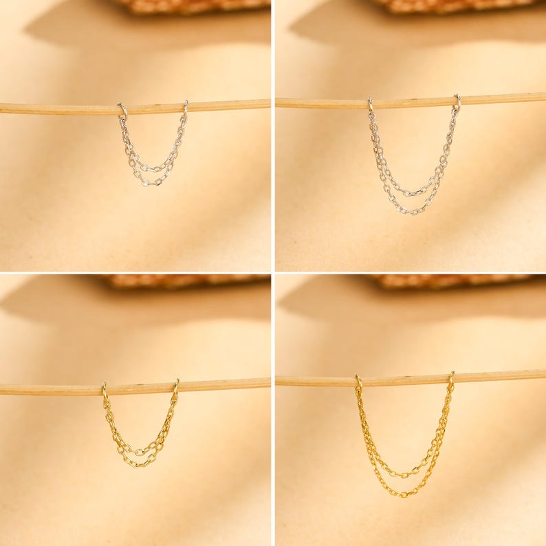 925 Sterling Silver Custom Dangle Chain | Industrial Helix Ear Chain ...