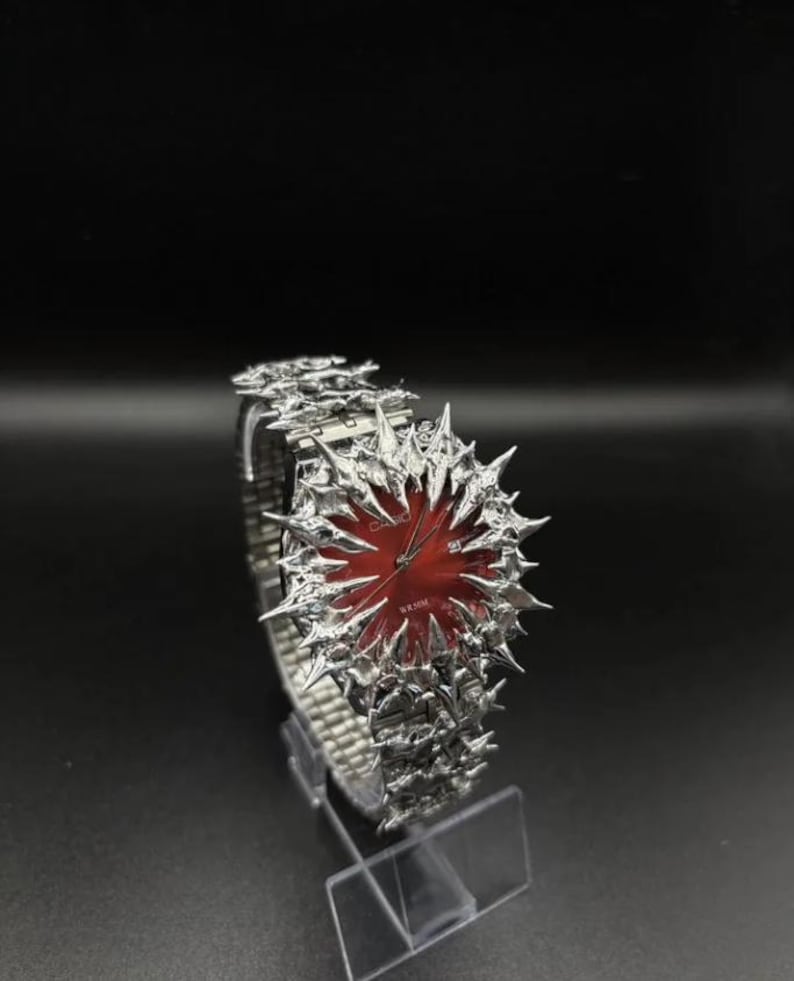 Crimson Spikes – Custom Casio Brutalist Watch | Handcrafted Spiked Red ...