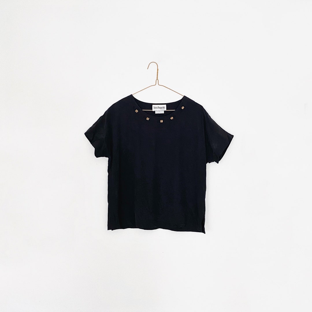 Blusa minimalista vintage de manga corta de los años 80 y 90 con escote ...