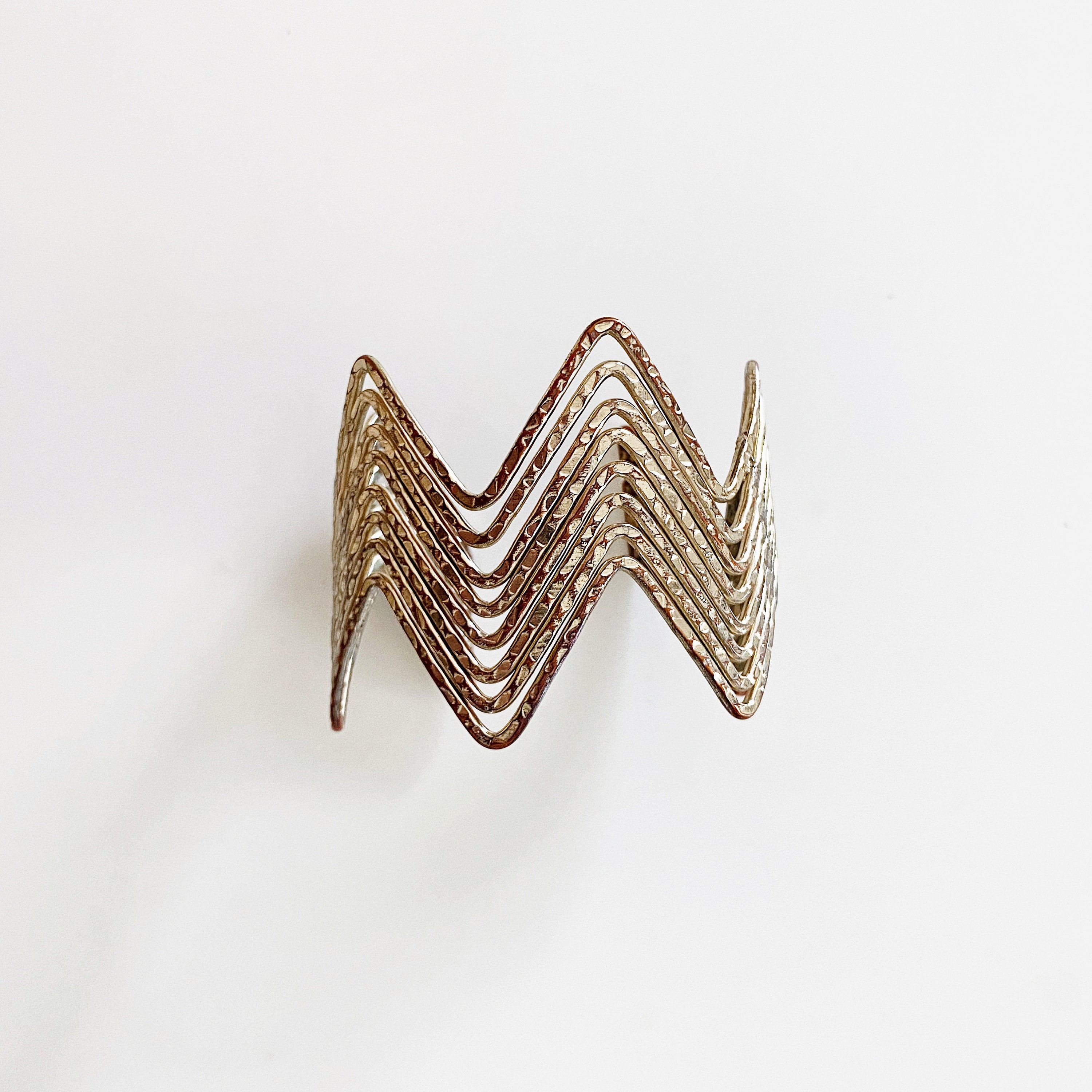 Zig Zag Statement Cuff Bracelet Silver Plated Copper Bangle 80s - Etsy UK