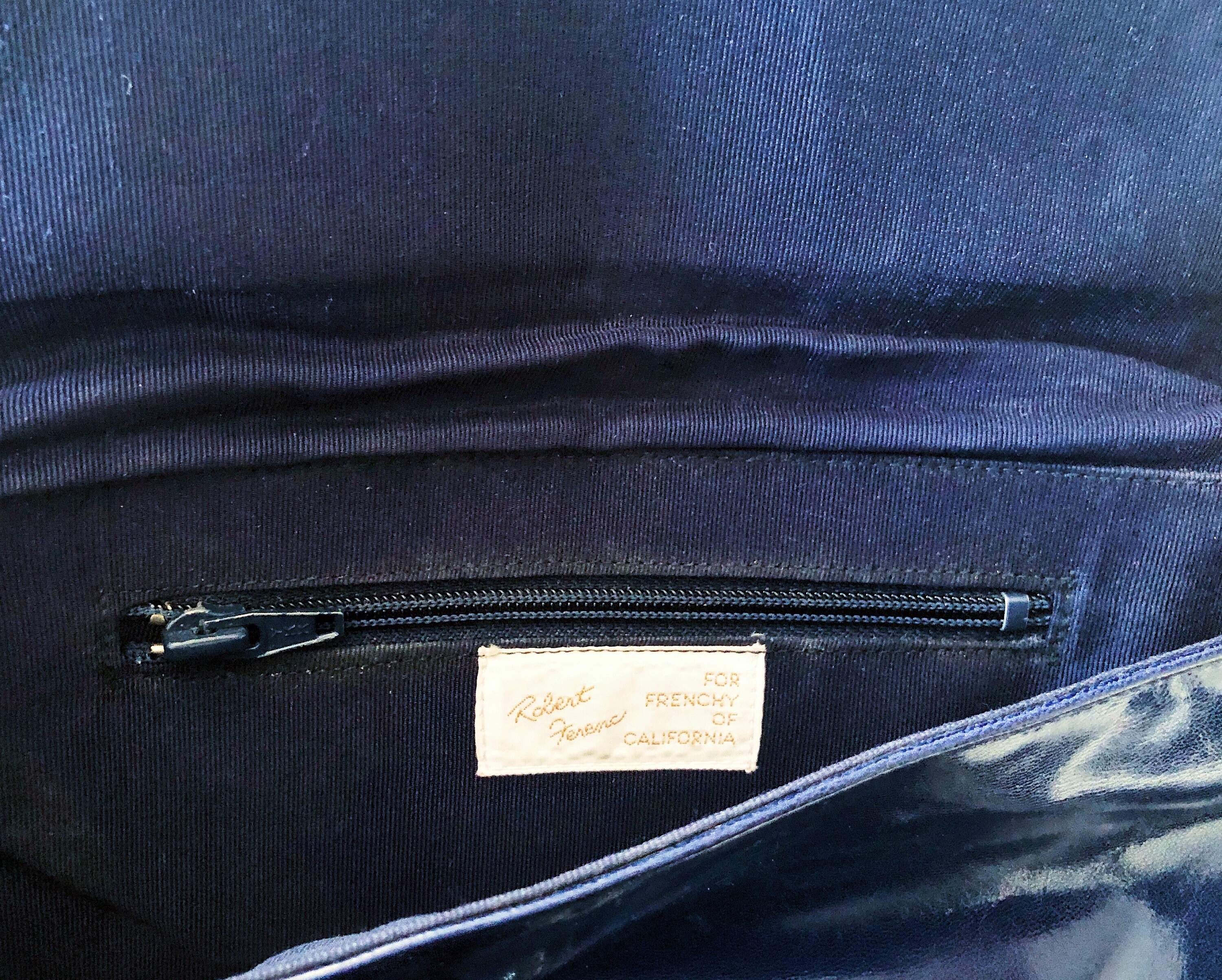 70s Dark Royal Blue Leather Envelope Clutch - Long Detachable Shoulder ...