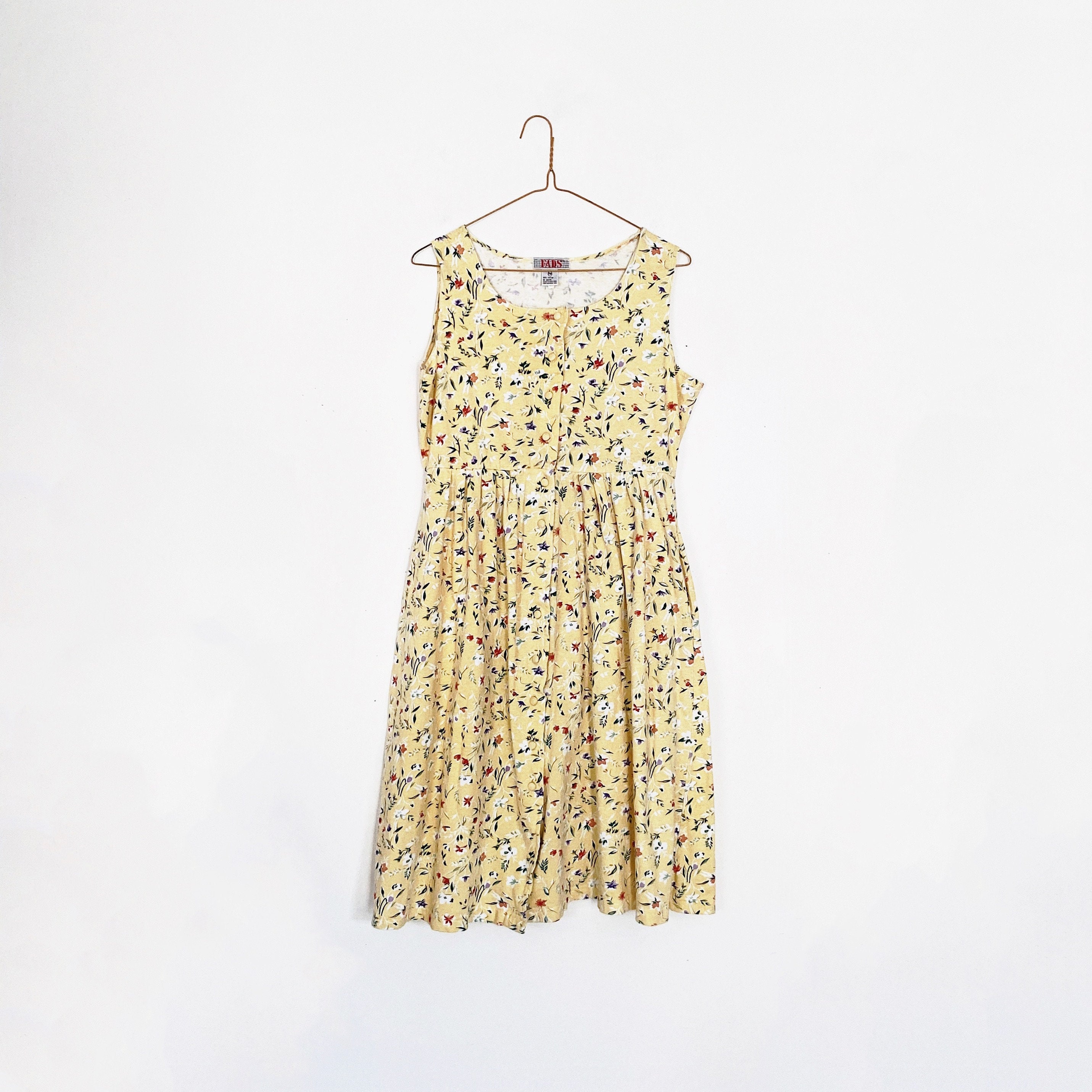 90s floral knit country sundress sleeveless vintage pastel | Etsy