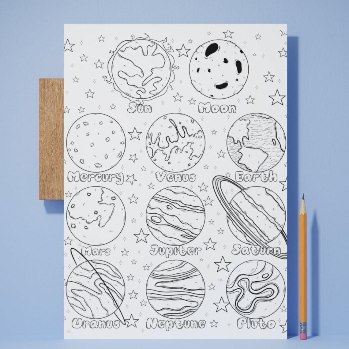 Solar System Coloring Page: Kids Astronomy Activity, Planets Printable ...